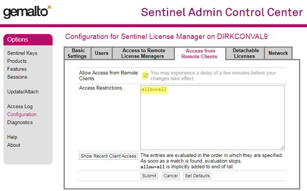 CONVAL LICENSING - SENTINEL KEYS